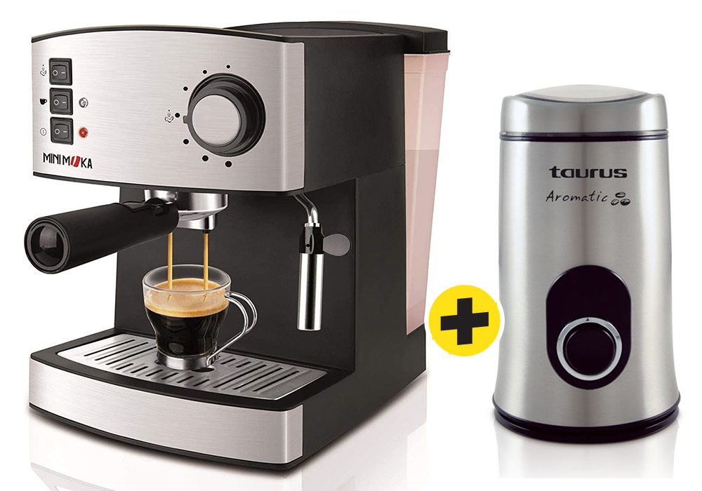 Cafetière à Expresso Percolateur Mini Moka + Moulin à Café - Kit-M