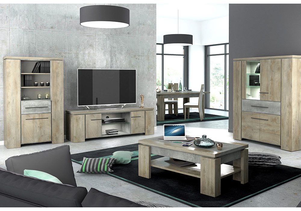 Meuble TV 2 Tiroirs (Collection Norton) - Kit-M