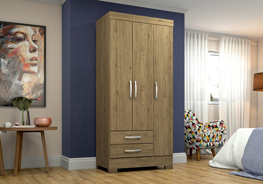 Armoire 3 Portes 2 Tiroirs - Rangement Malin - Kit-M