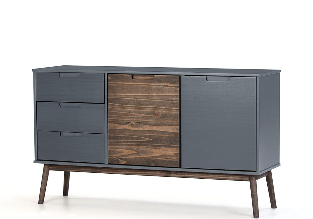 Buffet Bas 2 Portes 3 Tiroirs (Collection Nussa) - Kit-M