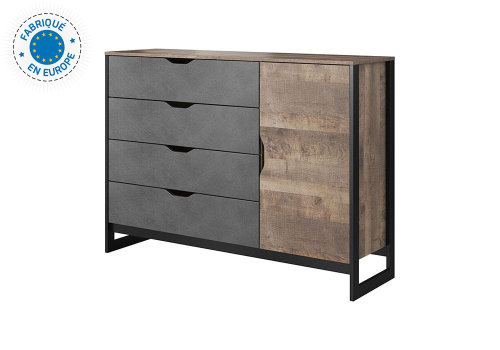 Commode 3 Tiroirs 1 Porte (Collection Arden) - Kit-M