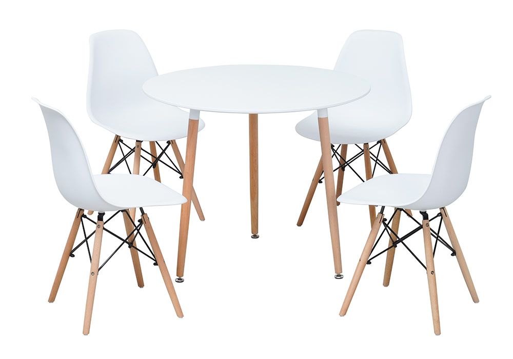 Ensemble Table Ronde et 4 Chaises Adrian - coloris blanc Kit-M