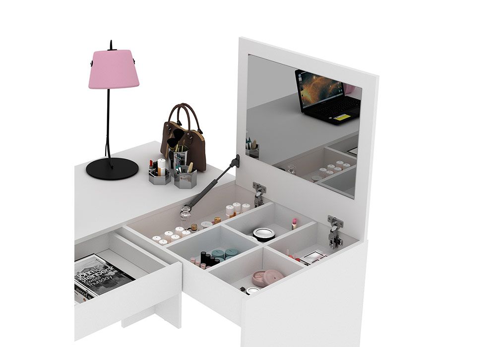 Coiffeuse Angle Range Maquillage - multi rangement Kit-M