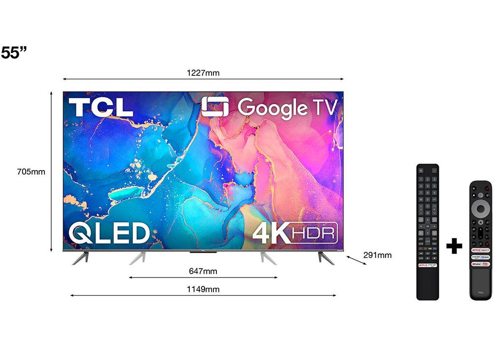 QLED 4K HDR 10+ 139cm TCL (55C635) - 3 HDMI 2.1 Kit-M