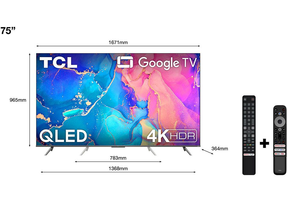 QLED 4K HDR 10+ 189cm TCL (75C635) - 3 HDMI 2.1 Kit-M