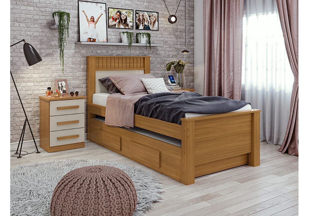 Lit 90x190cm avec Tiroirs Athenas Rovere Mobilier moderne - Kit-M