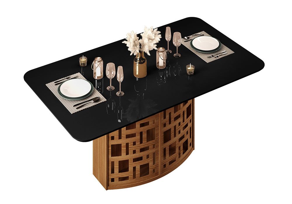 Table à Manger Kali - coloris noir/noyer clair - Kit-M