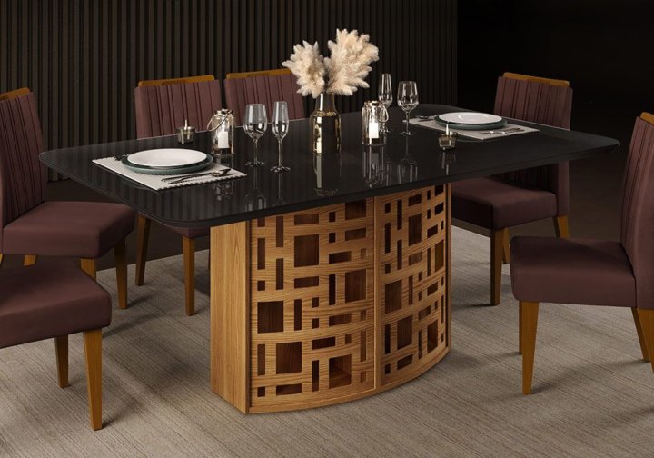 Table à Manger Kali - coloris noir/noyer clair - Kit-M