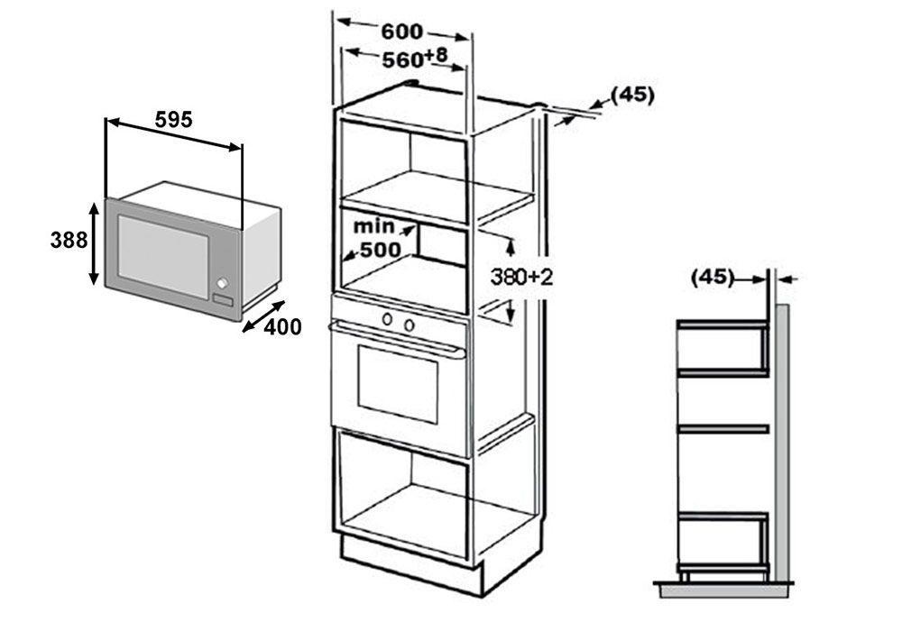 Four Micro ondes Encastrable 25L Inox Beko - Kit-M