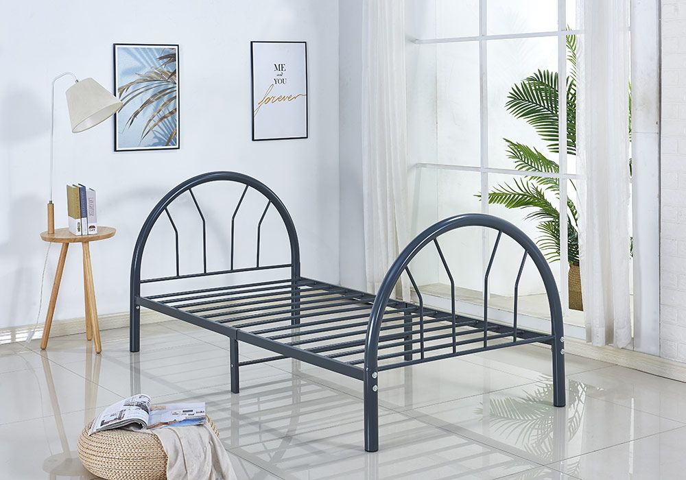 Lit 90x190cm en Métal - robuste et fonctionnel, coloris silver Kit-M