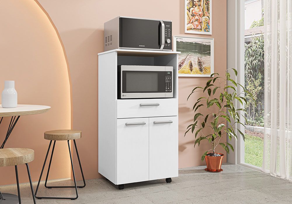 Meuble Micro ondes 2 Portes 1 Tiroir - Mobilier pratique - Kit-M