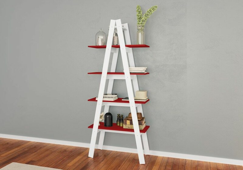 Étagère Moderne Triangle • blanc/rouge ou blanc/turquoise Kit-M